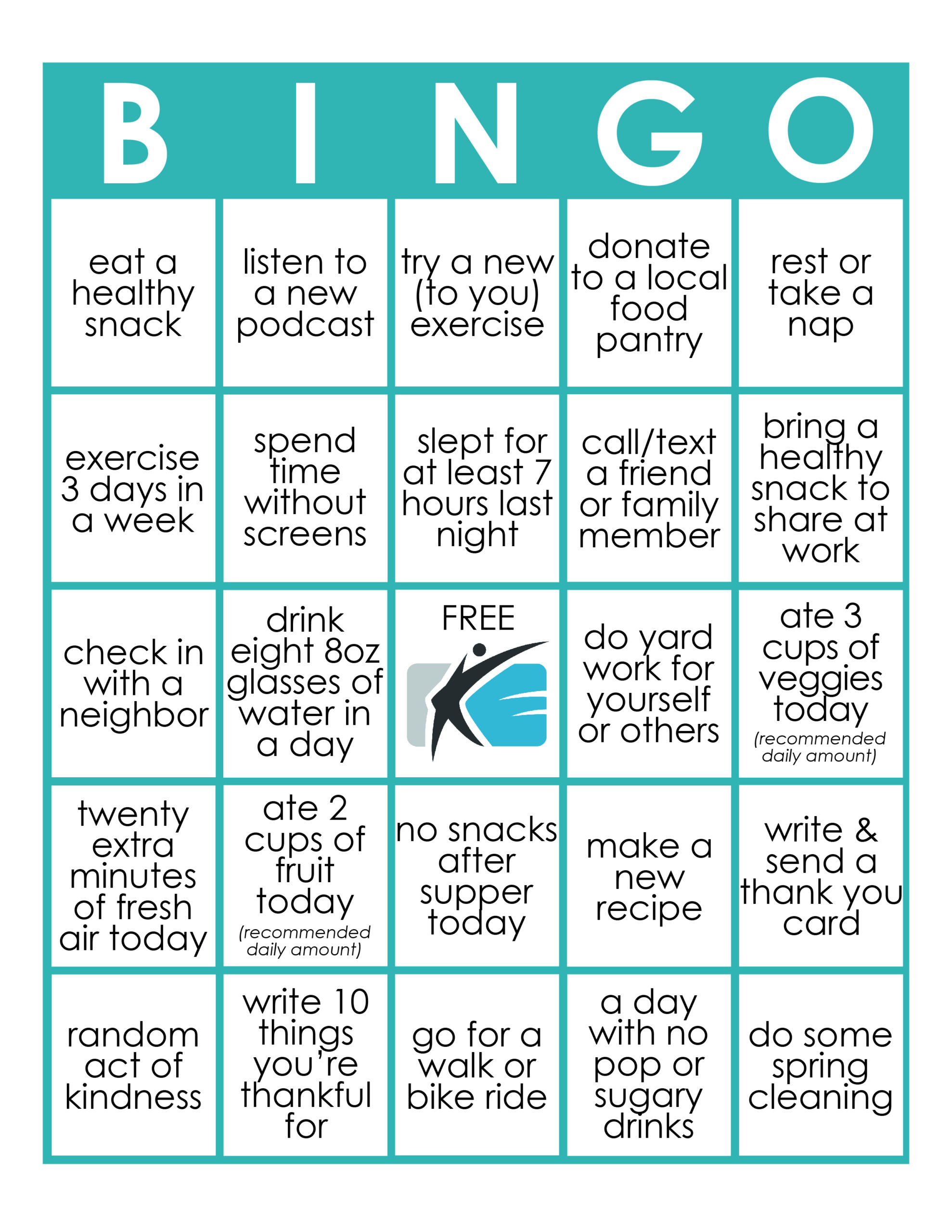 Wellness BINGO! | Kinetic Edge Physical Therapy